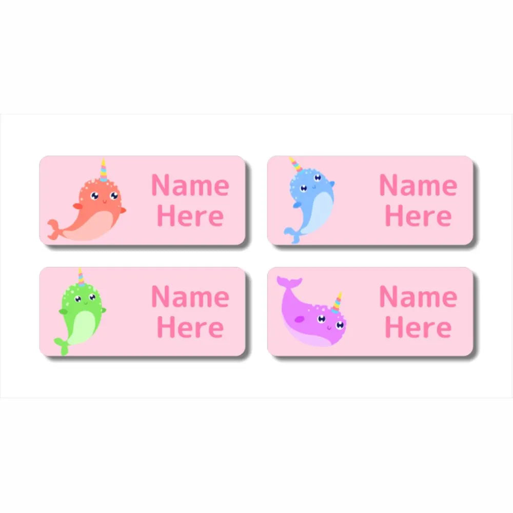 Narwhal Rectangle Name Label – Dinkleboo US