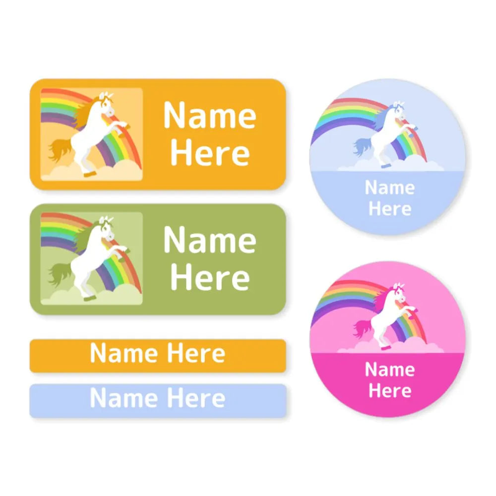 Rainbow Unicorn Mixed Name Label Pack – Dinkleboo US
