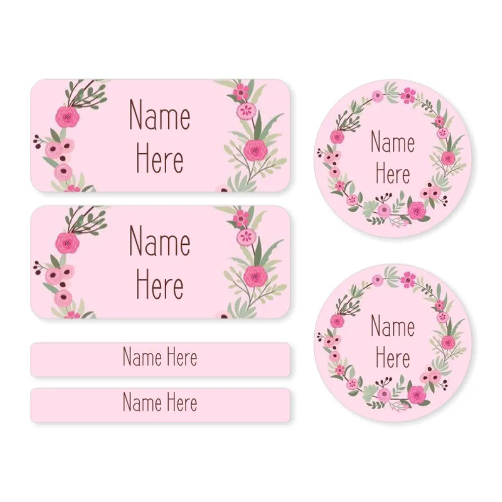 Flower Wreath Mixed Name Label Pack – Dinkleboo US