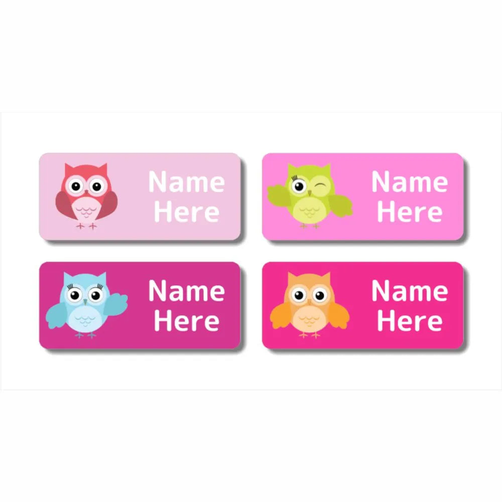 Owls Rectangle Name Label – Dinkleboo US