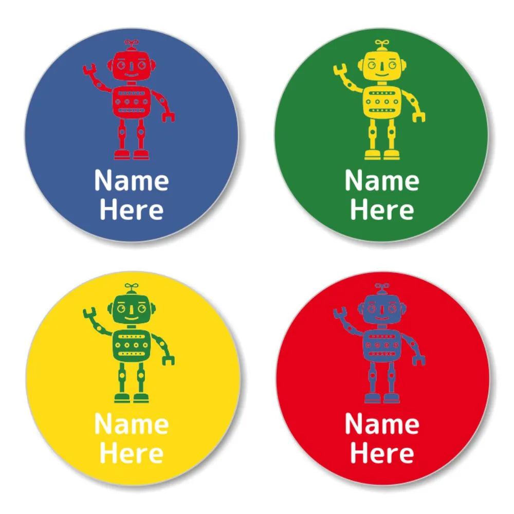 Robot Round Name Labels – Dinkleboo US