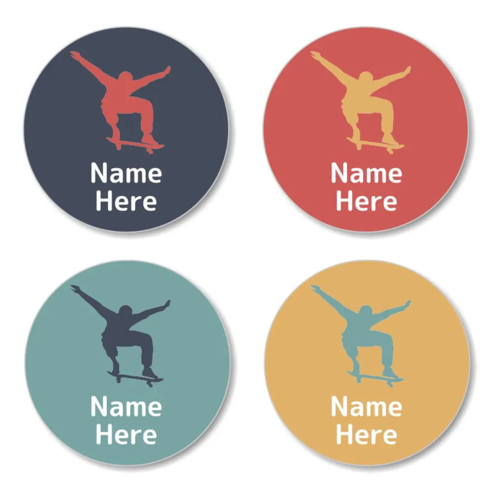 Skater Round Name Labels – Dinkleboo US