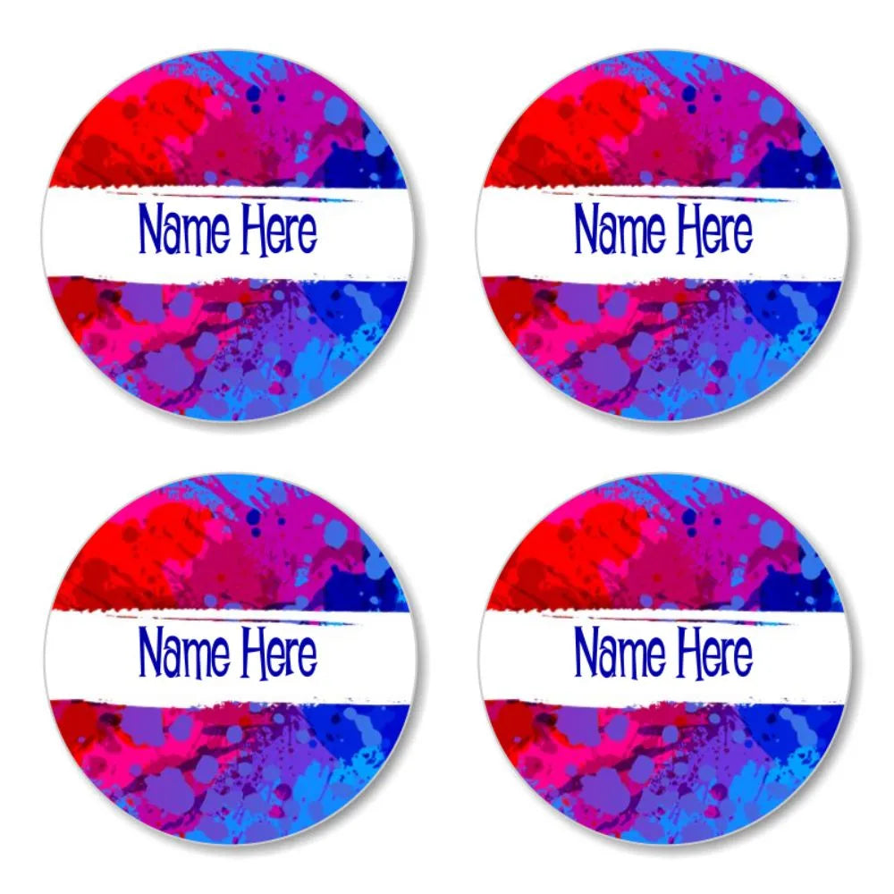 Splatter Round Name Labels – Dinkleboo US