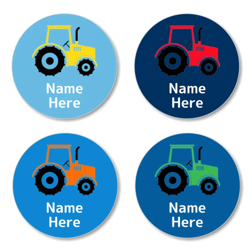 Tractor Round Name Labels – Dinkleboo US