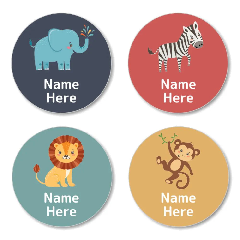 Zoo Animals Round Name Labels – Dinkleboo US